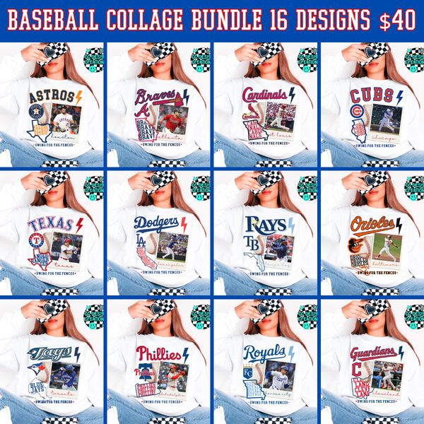 Baseball Collage PNG Bundle Digital Download 16 Designs – CC Design ...