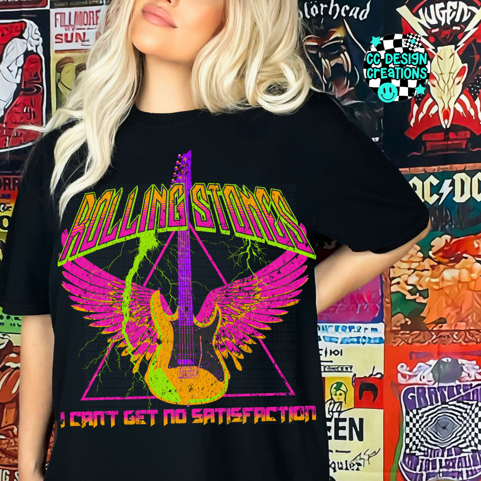 Neon Rocker Rolling St ones PNG Digital Download – CC Design Creations