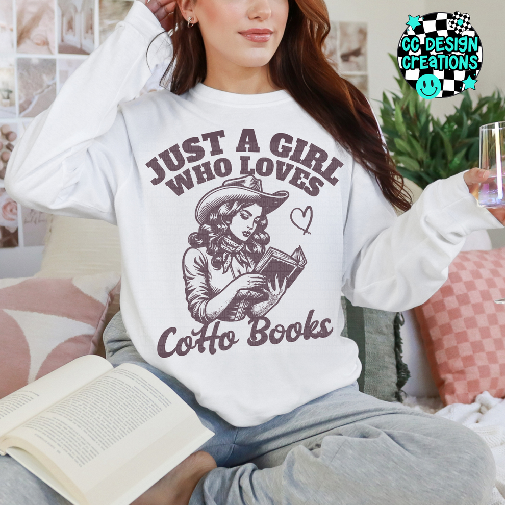 Just A Girl Who Loves CoHo Books PNG Digital Download – CC Design Creations