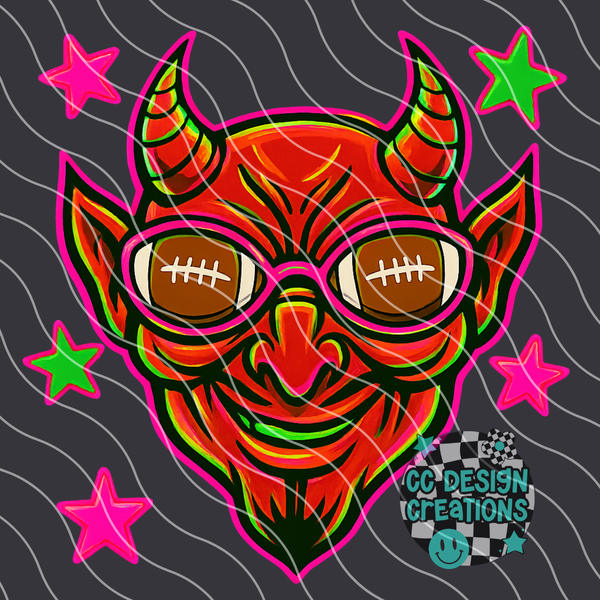 Devil Neon Mascot PNG Digital Download – CC Design Creations