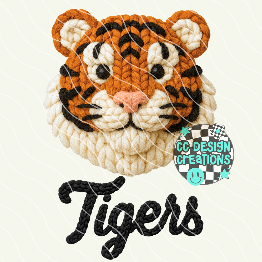 FAUX YARN Tiger Mascot PNG Digital Download – CC Design Creations
