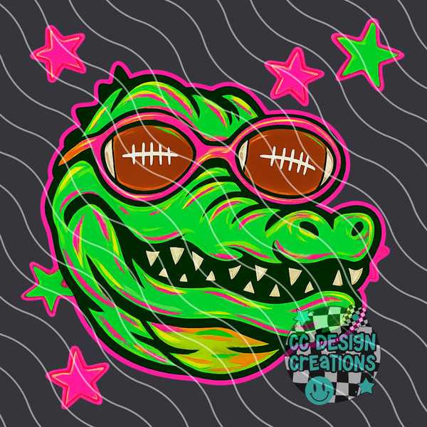 Gator Neon Mascot PNG Digital Download – CC Design Creations