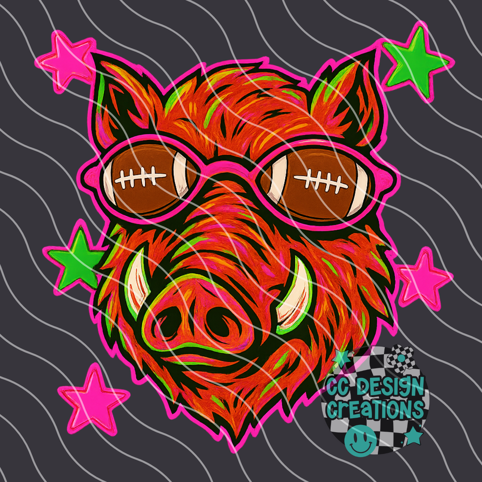 Hog Neon Mascot PNG Digital Download – CC Design Creations