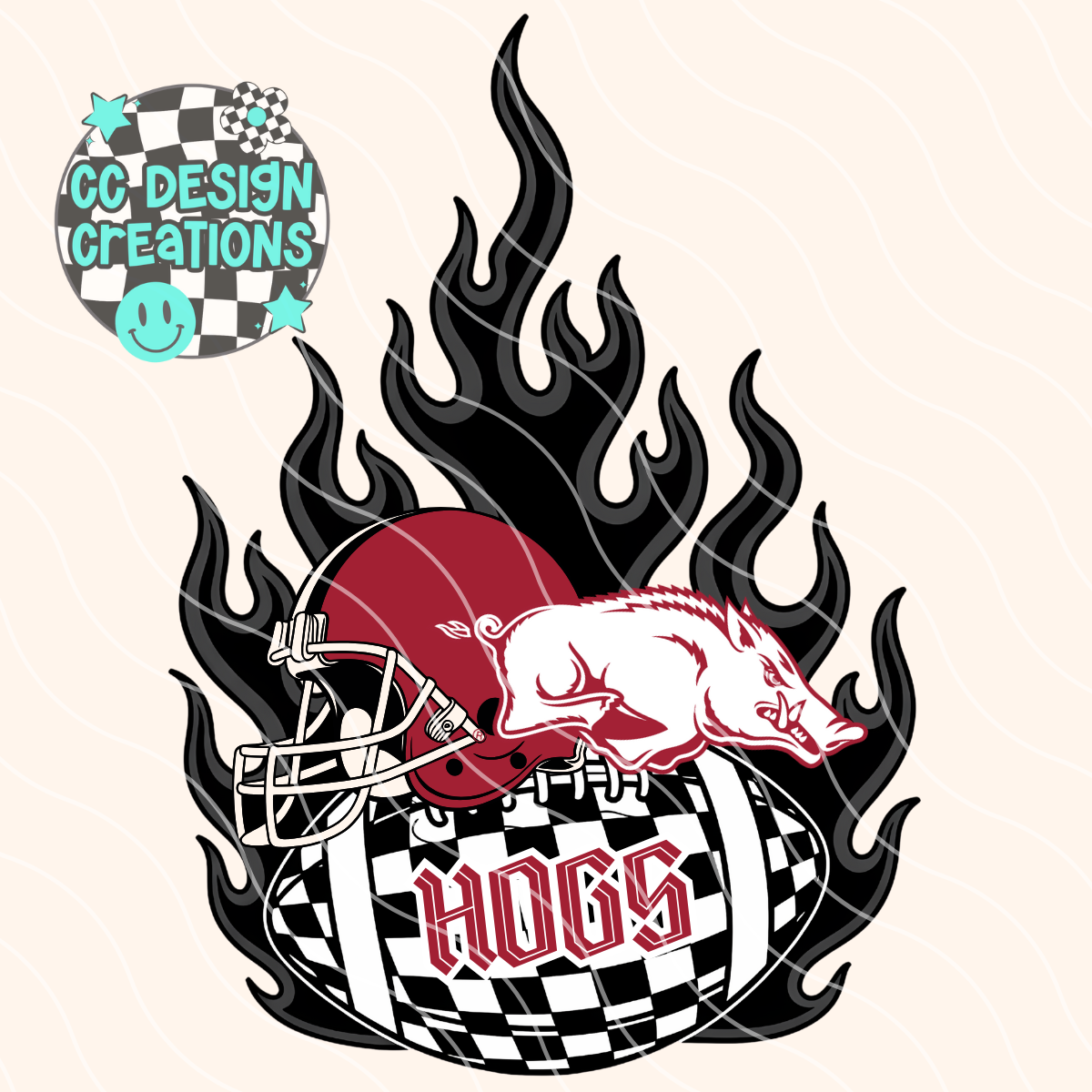 Hogs Flaming Alt Football PNG Digital Download – CC Design Creations