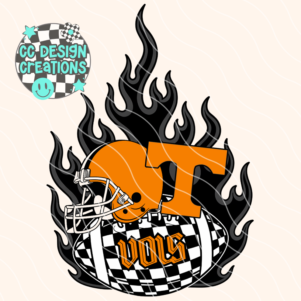 Vols Flaming Alt Football PNG Digital Download – CC Design Creations